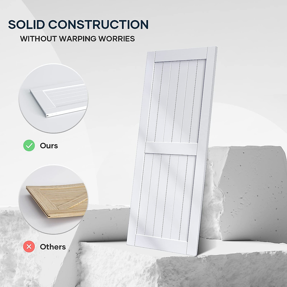 EaseLife 36in x 84in Sliding Barn Door with 6.6FT Barn Door Hardware Track Kit Included,Solid LVL Wood Slab Covered with Water-Proof & Scratch-Resistant PVC Surface,DIY Assembly,Easy Install,White