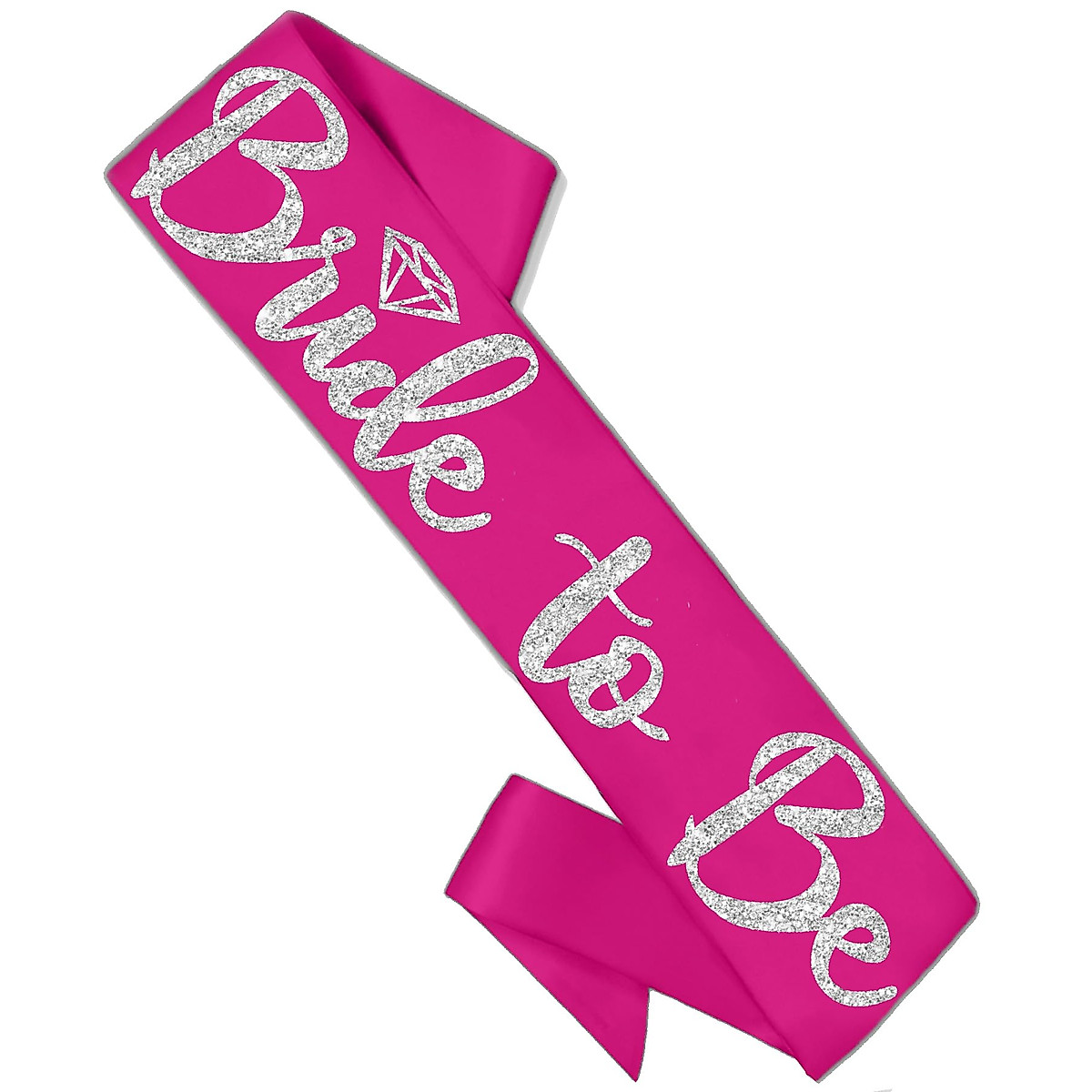 RhinestoneSash Bride Sash Bachelorette Party Pink - Silver Sparkle Diamond Bride To Be Hot Pink PREMIUM BRIDAL GRADE SATIN Sash - Magenta Sash(SlvDiaB2B)