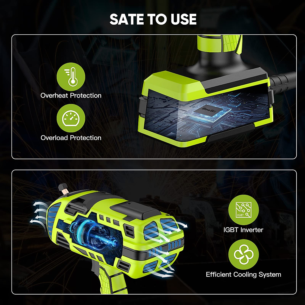 Faiuot Portable Welding Machine,110V Handheld Welder with IGBT Inverter 6 Variable Current Adjustment, Portable ARC Welder Gun Fits for 3/32"-1/8" Wire rods Electric Stick Welder Machine Kit (Green)