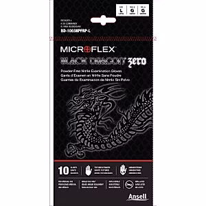 Microflex Black Dragon Latex Gloves - Disposable, Exam Grade, Black, Size Large (pack of 100)
