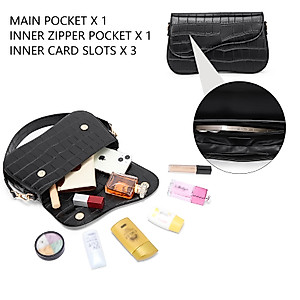 Telena Shoulder Bag for Women Shoulder Purse Vegan Leather Handbags Crossbody Purses with 2 Removable Strap Black