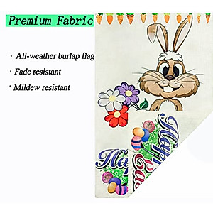 Welcome Easter Garden Flag 12 x 18 Inch Vertical Double Sided Rabbit Bunny Garden Flag Decorative Outside Yard Outdoor Farmhouse Easter Decorations
