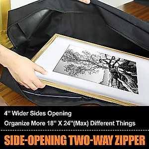 Cupohus 19" x 25" Waterproof Art Portfolio Bag (2022 Edition 2.0) with Outer Pockets and Handle, Student Carry Transport Storage Bag for 18" x 24" Artworks