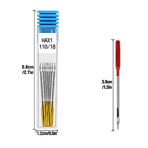 Amytalk 50PCS Sewing Machine Needles Universal Regular Point Machine Needles Compatible for Singer, Brother, Janome, Varmax with Size in 65/9, 75/11, 90/14, 100/16, 110/18 (5 Colors)
