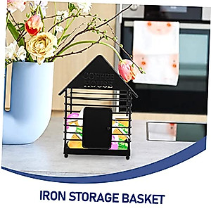 Cabilock Holder Syrup Coffee Desktop Arrangement Stand Tea Bag Box Coffee Condiment Organizer Iron Black Bread Supplies Office Sugar Bags Holder