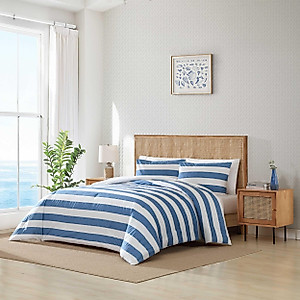 Tommy Bahama - Duvet Cover Set, Soft & Breathable Bedding with Matching Shams, Striped Home Decor, Oeko-Tex Certified (Awning Blue, King)
