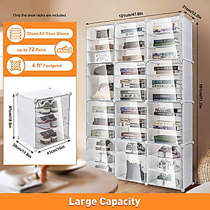 CHALIGHT 12-Tier Shoe Rack - 72 Pairs Shoe Storage Organizer - Stackable, Portable Cabinet (3-Tier Box x 12)