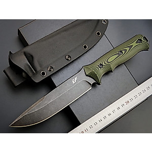 Eafengrow EF128 Fixed Blade Knife DC53 Steel Blade, Two Tone G10 Handle Full Tang Fixed Knifes Straight Knife for Working Camping Hunting Adventure Field EDC Tool Knife(Black)