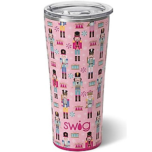 Swig Life 22oz Insulated Tumbler, Travel Coffee Tumbler with Lid, Cup Holder Friendly Travel Coffee Mug, Stainless Steel Thermos (Melon Pop)