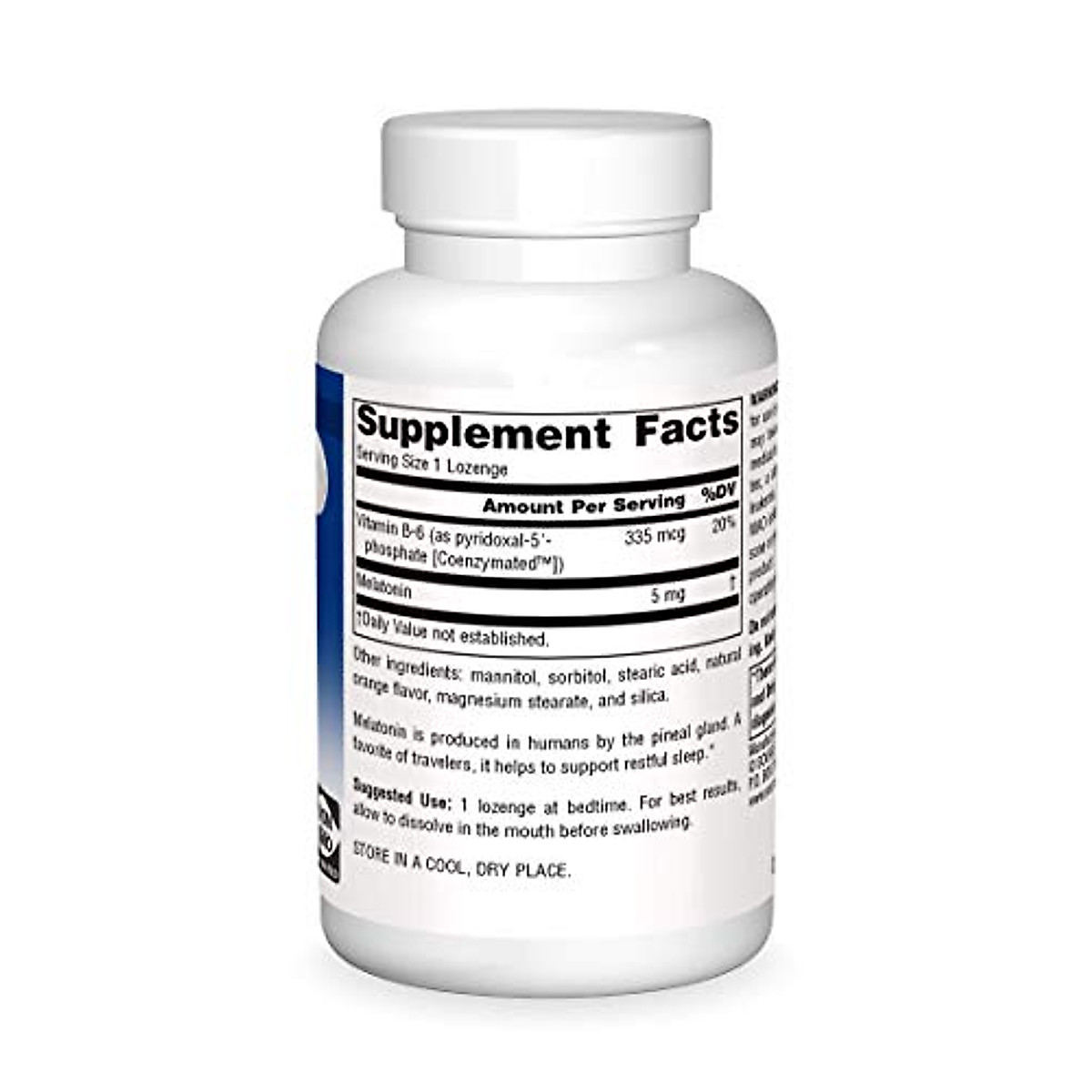 Source Naturals Melatonin, Dietary Supplement That Supports Sleep* 5 mg - 200 Orange Flavored Lozenges