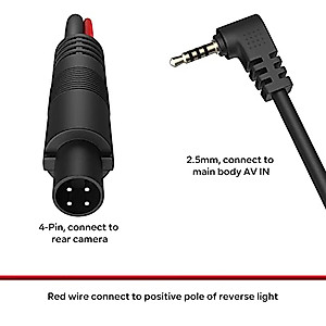 Pelsee 33 Feet Rear Camera Extension Cable, 2.5mm to 4-Pin Dash Cam Rearview Backup Camera Extension Cord for P12 / P12 Pro / P10 Pro