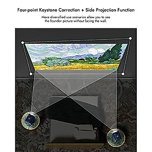 ZEEMR Mini Smart Projector, HDR10 WiFi Bluetooth Projector, Native 720P, 4K Supported, Portable Projector for Home/Out Theater, Dust-Proof, Projector Compatible with All TV Stick, iOS, Android(Blue)