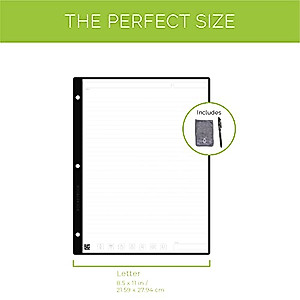 Rocketbook Smart Filler Paper Starter Pack | Lined Wide Ruled Reusable Notebook, (8.5" x 11"), Scannable Binder Paper - Write, Erase, Reuse, 18 Leaf Sheets, 1 Pilot Frixion Pen, and 1 Microfiber Cloth