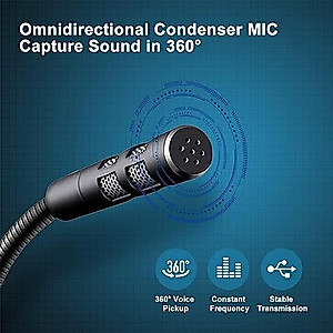 USB Computer Microphone,Plug and Play Desktop PC Laptop Microphone with Mute Button and LED Indicator for Streaming,Podcasting,Recording,Gaming,Skype,YouTube Mic for Mac or Window Black.
