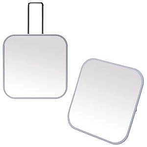 YEAKE Hand Mirror with Handheld Metal Stand, Table Desk Makeup Mirror Portable Travel for Multi-Hanging Wall Mirror On Bathroom Shower Shaving(Square)