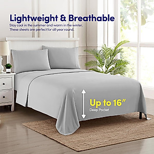 1500 Supreme Collection Twin Sheet Sets Light Gray Silver - 3 Piece Bed Sheets and Pillowcase Set for Twin Mattress - Extra Soft, Elastic Corner Straps, Deep Pocket Sheets, Twin Light Gray Silver