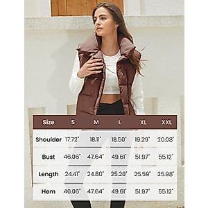 Athlisan Puffer Vest Women Zip Up Stand Collar Sleeveless Padded Gilet Jacket (Brown-S)
