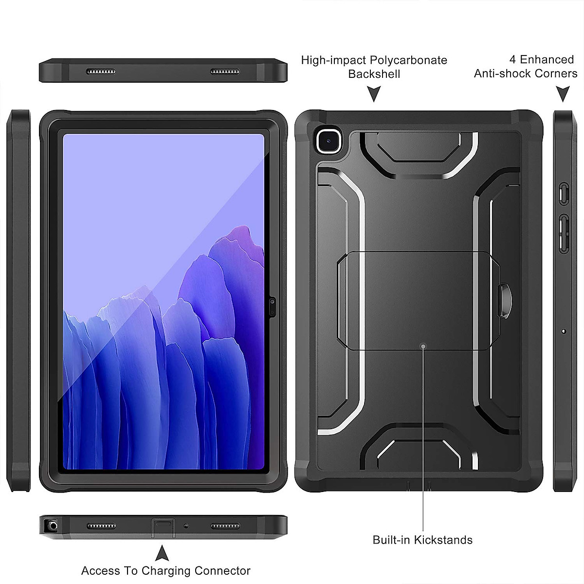 Soke Galaxy Tab A7 Case 10.4 Inch (SM-T500 / T505 / T507),with Built-in Screen Protector, Rugged Full Body Protective Case for 2020 Samsung Galaxy Tab A7 10.4 (Black)