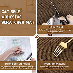 Climbing Cat Scratcher Mat Trimmable Cat Scratching Post Carpet 78.7’’x15.8’’ Self Adhesive Carpet Mat Pad Replacement for Cat Tree Shelves Post Couch Wall Furniture Steps DIY Protector (Brown)