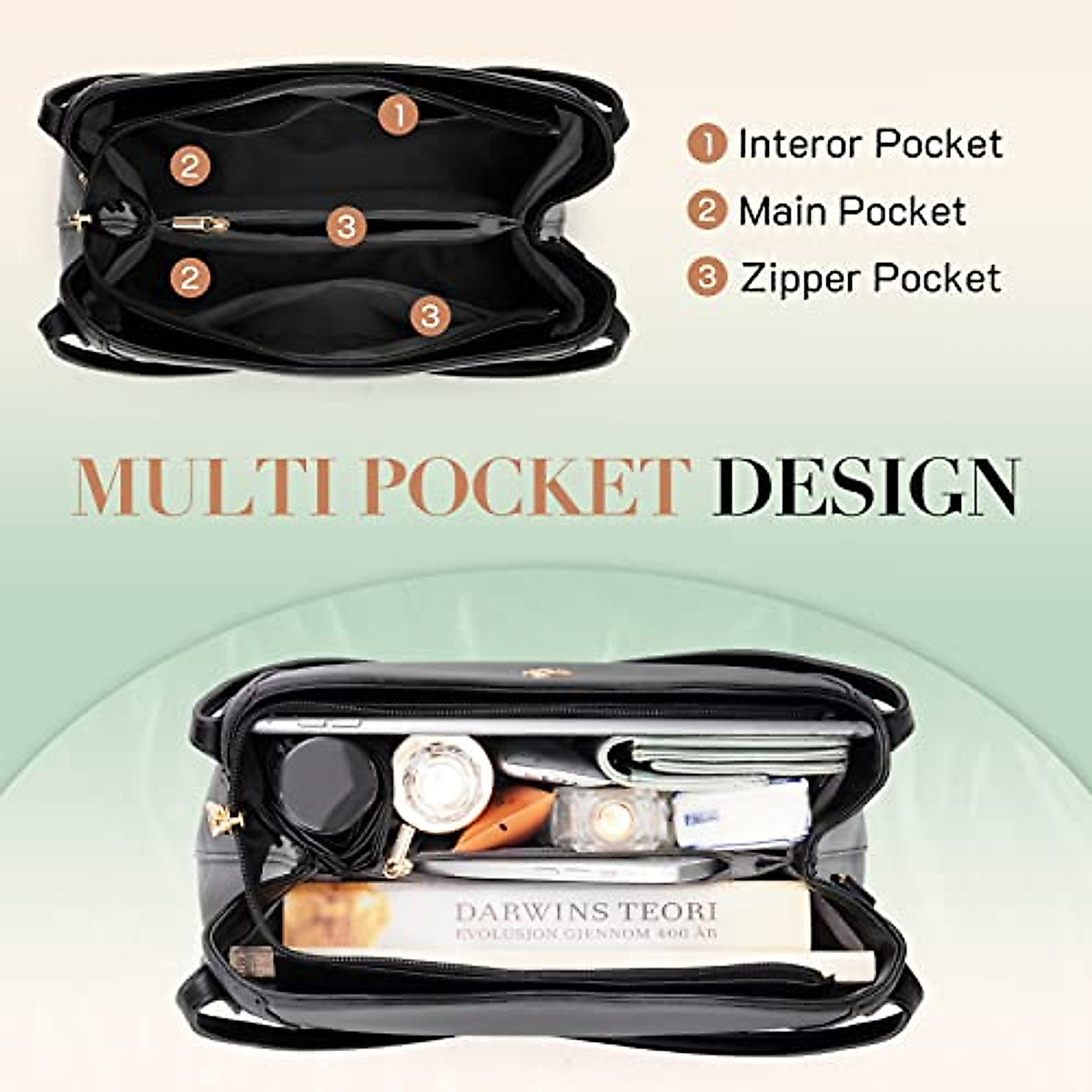 Missnine Hobo Bags for Women PU Leather Purse Fashion Crossbody Handbag Chic Tote Bag with Adjustbale Shoulder Strap