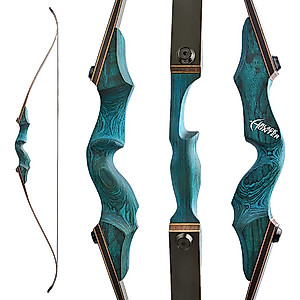 Vogbel 60" Archery Bow and Arrows Set for Adults Black Hunter Takedown Recurve Bow Survival Bow Hunting Longbow Bamboo Core Limbs for Right Handed Shooters Target Shooting Practice(60LB)