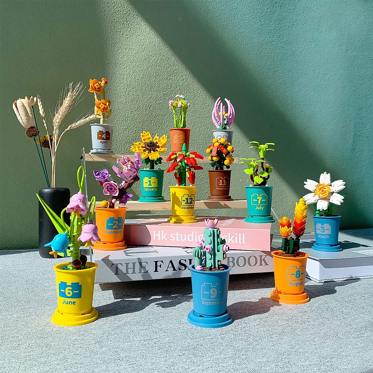 ENJBRICK Flowers Tiny Plants Building Set for Adults,Botanical Collection, Creative Building Sets for Kids 12 Packs