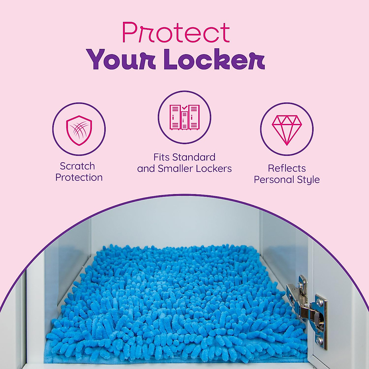 InstaLocker Locker Decorations Carpet - Locker Rugs for Girls - 100% Microfiber, Shaggy Style Locker Rugs - 11.5" x 17.5" Rectangle Locker Rug with Non Skid Backing - Top Locker Décor Accessories