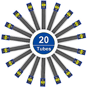 Morepack 240 Pieces Lead Refills with Plastic Box,0.7 mm HB,Break Resistant Mechanical Pencil Refills,20 Tubes