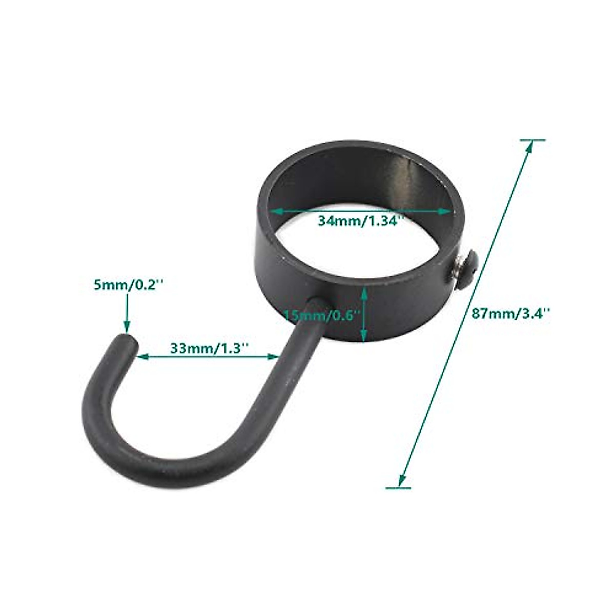 Ulifestar Stainless Steel Closet Rod Hooks, Heavy Duty Utility Hooks for Hanging Pots,Pans,Mugs,Towels,Oven Mitts,Adjustable J Typed Kitchen Hooks Fit for 32mm Rod 5 Pack Black