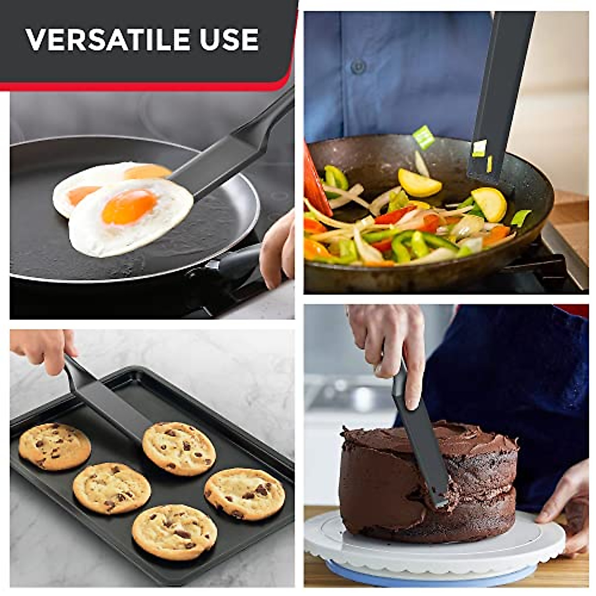 Mueller EuroPhoria Series Spatula, Heat Resistant Nylon Kitchen Turner, Cooking Utensils for Flipping Pancakes, Eggs, Burgers, Crepes and More, Perfect for Nonstick Cookware, Grey