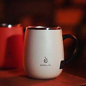 Ideus 16 oz Insulated Coffee Mug with Handle and Lid, Double Wall Stainless Steel Vacuum Insulated Tumbler Cup, Travel Coffee Cup Thermal Cup for Home and Office, Coral