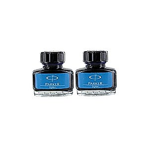 Parker Quink Fountain Pen Ink Bottle, 30ml, Blue Ink, Pack of 2