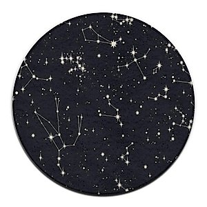 Large Round Bathroom Rug Kitchen Office Circle Rug for Living Room Sofa Bedroom Circle Cute Mat Compatible with Zodiac Constellation Galaxy Black Starry Night Stars Glow Dark Midnight 36inch(90cm)