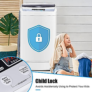 COSTWAY Portable Washing Machine, 9.92Lbs Capacity Full-automatic Washer with 10 Wash Programs, LED Display, 8 Water Levels, Compact Laundry Washer and Dryer Combo for Home, Apartment, Dorm, RVs