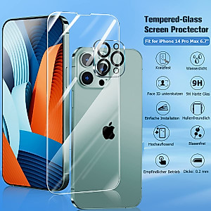 3+2 Pack Screen Protector Glass and camera lens protector,for iPhone 14 Pro Max,HD Tempered glass and camera lens protector 9H Hardness, Scratch Resistant, Easy Install,Bubble Free,Case Friendly