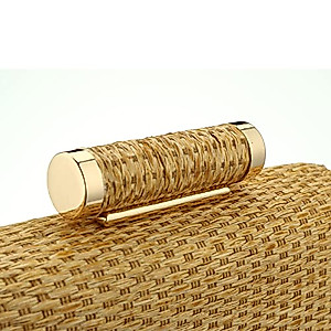 YYW Straw Clutch Purse for Women Wedding Hand-Woved Evening Straw Handbag Party Wedding Summer Beach Bag Wicker clutch (Gold)