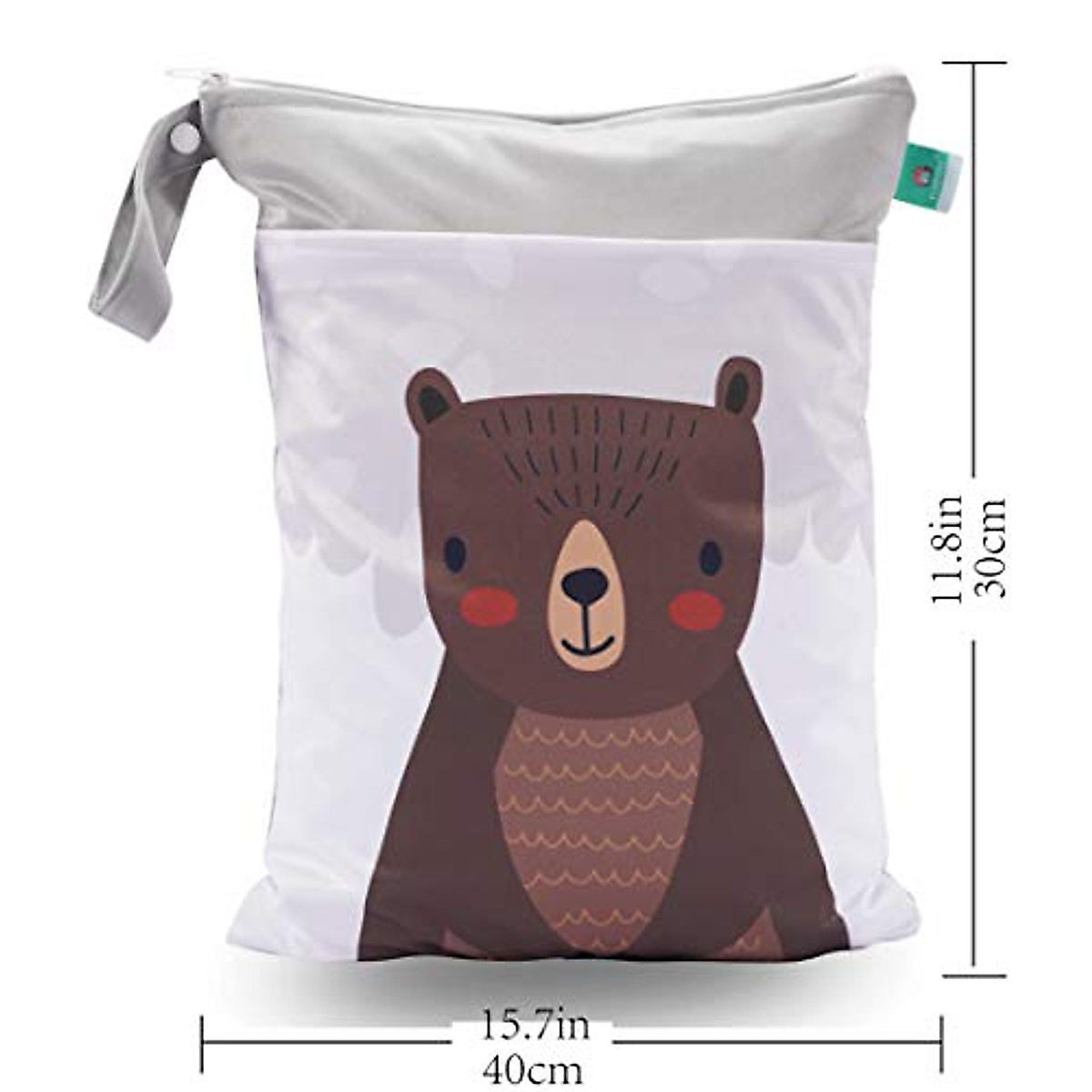 Waterproof wet bag, reusable dry and wet bag for waterproof cloth diapers, two zippered pockets, travel beach swimming pool, dirty baby supplies, yoga gym bag, swimsuit or wet clothes(L042)