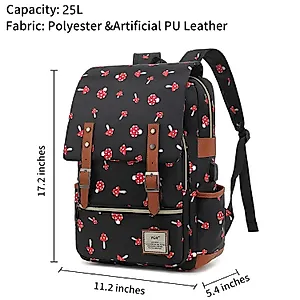 YGR Floral Laptop Backpack for Women, Female, College, Travel, Business, Outdoor Sports, Office, Work (Mushroom)