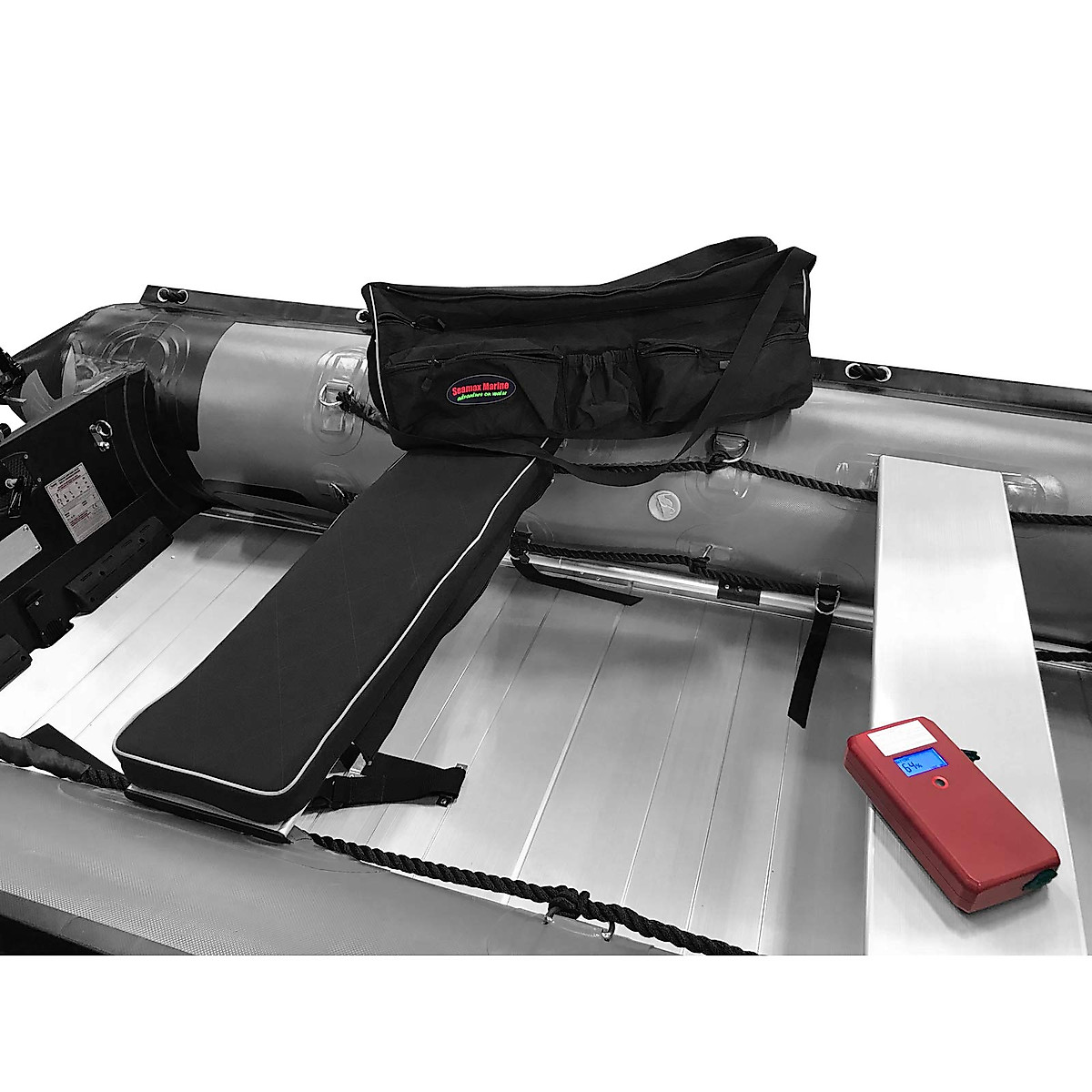 Seamax Universal Inflatable Boat Bench Seat Cushion and Detachable Seat Bag with Sunlitec 3-Layers Fabric and Reflective Edges (Size B - 34" for 270-330 Boats)