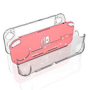 ECHZOVE Glitter Comfort Grip Case for Switch lite, Protective Hard Case for Switch lite Clear