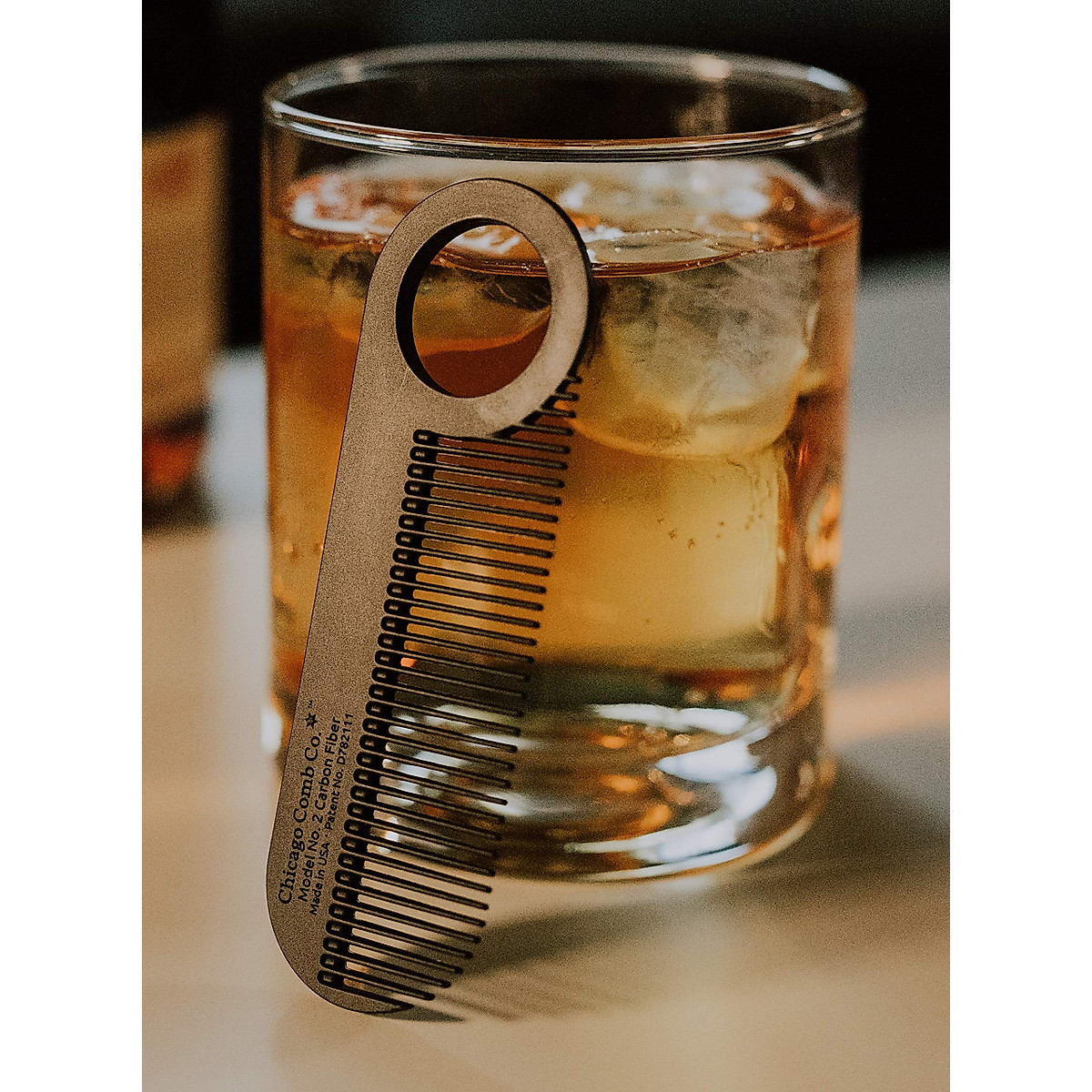 Chicago Comb Model 2 Carbon Fiber, Made in USA, Anti-static, 4 inches (10 cm) long, Fine-tooth, Pocket & Travel comb, for Thinner Hair, Beard & Mustache comb