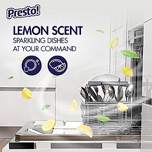 Amazon Brand - Presto! Triple Action Dishwasher Pacs, Lemon Scent, 70 Count