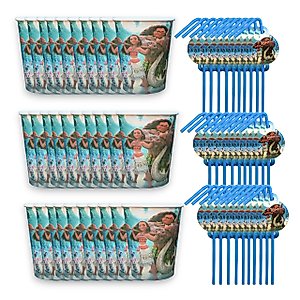 30pcs Moana Cup (9oz) with 30pcs Moana Straws | Great for Moana Birthday Party | Moana Party Tableware.