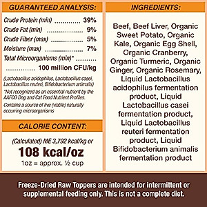 Primal Cupboard Cuts Freeze Dried Raw Cat Food & Dog Food Topper, Grain Free Meal Mixer for Dogs & Cat (Beef, 3.5 oz)