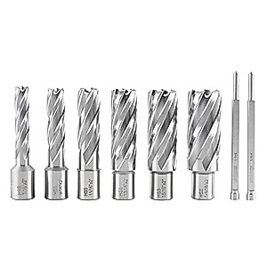 Accusize Industrial Tools Hss Annular Cutter Set, 2'' Cutting Depth, 7/16'' to 1-1/16'' Slugger Cutter, 8 Pcs/Set, HSS2-0000