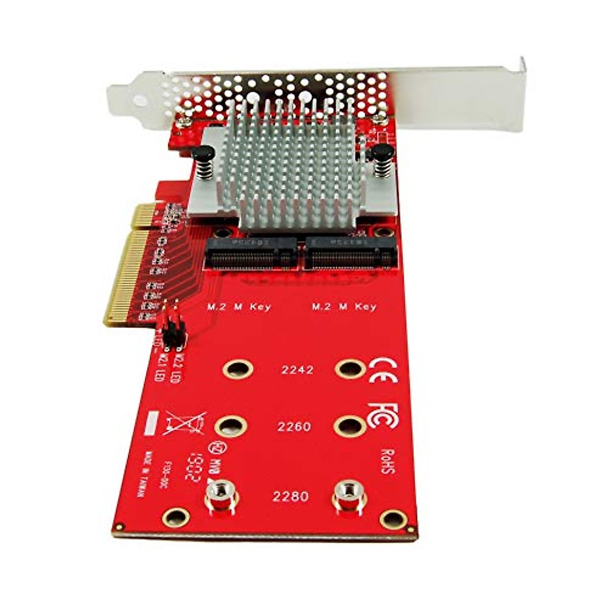 Ableconn PEXM2-130 Dual M.2 PCIe NVMe SSD Adapter Card - PCI Express 3.0 x8 / x16 Support 2X M.2 NGFF (M-Key) PCIe NVMe SSD for Mac & PC (ASMedia ASM2824 Switch) - PCIe NVMe Adapter Dual