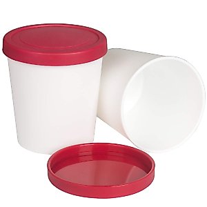 DUNCHATY Ice Cream Containers (Set of 2, 1 Quart Each) Freezer Dessert Containers Reusable Ice Cream Storage Tubs with Silicone Lids for Homemade IceCream Frozen Yogurt Sorbet Red
