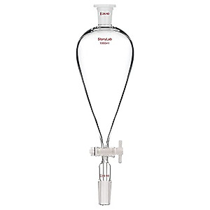 stonylab Separatory Funnel with PTFE Stopcock, 1000 ml Conical Pear-Shaped Heavy Wall Borosilicate Glass Separating Funnel with 24/40 Joints