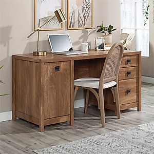 Sauder Cannery Bridge Computer Desk with Drawers and Door, Sindoori Mango Finish
