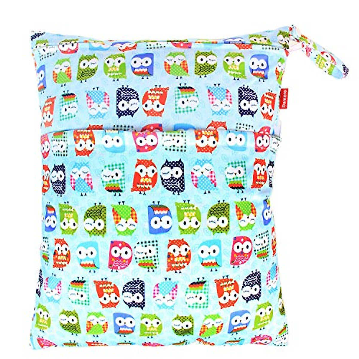 Damero 3pcs Pack Wet Dry Bag for Cloth Diapers Daycare Organizer Bag, Cute Owls